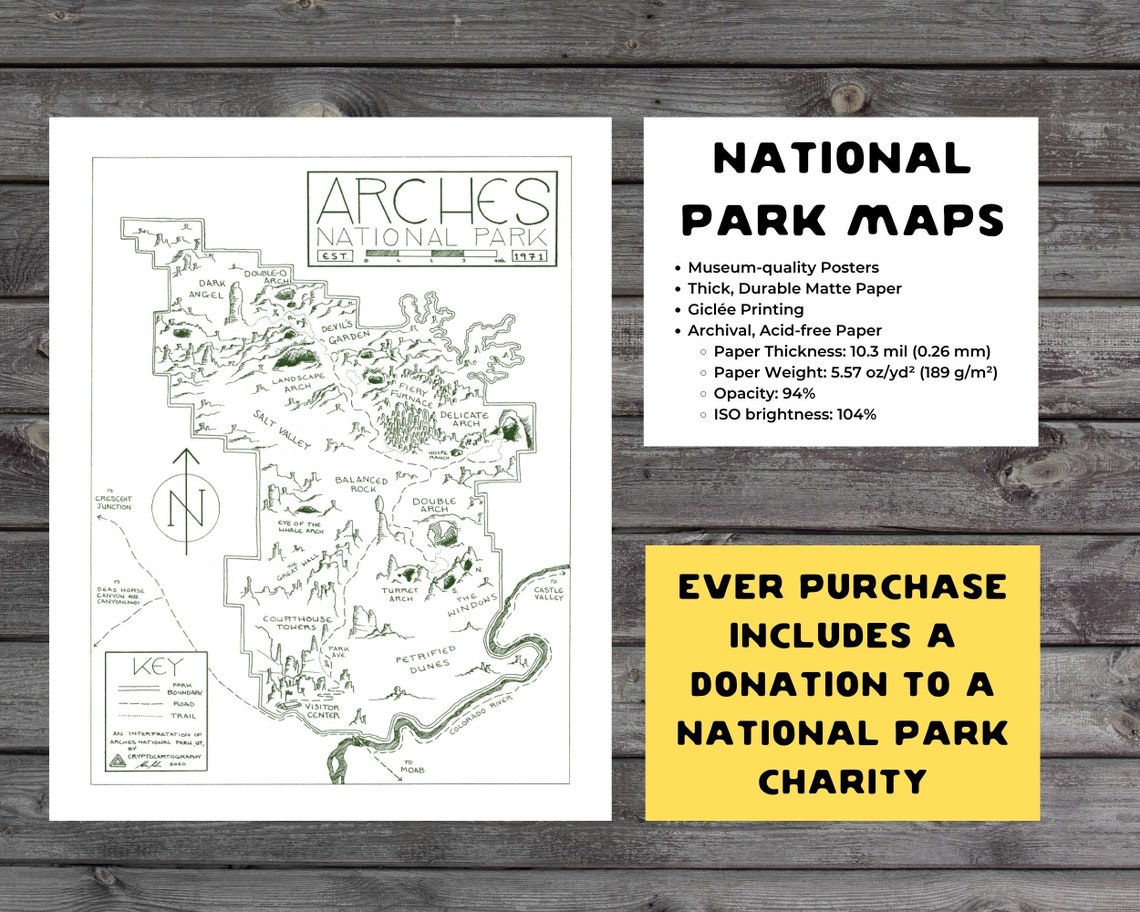 Arches National Park Map Print | Map of Arches National Park | Arches ...