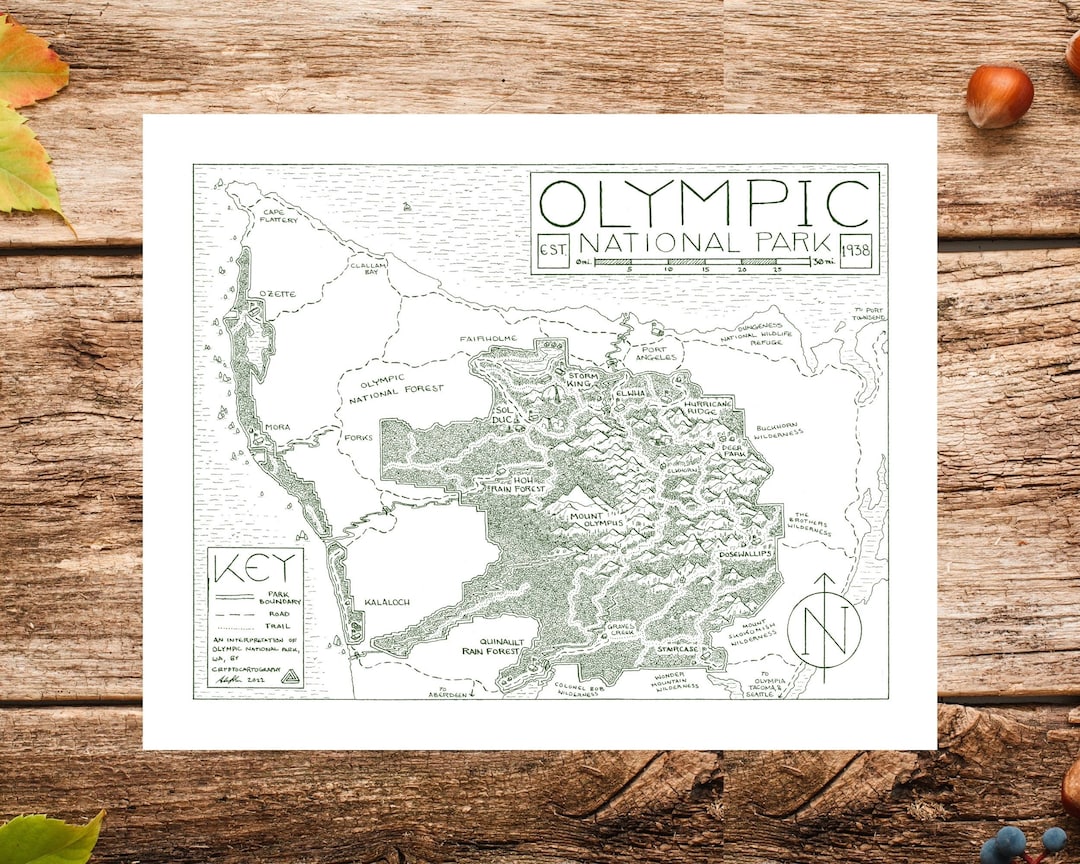 Olympic National Park Map Print | Map of Olympic National Park ...