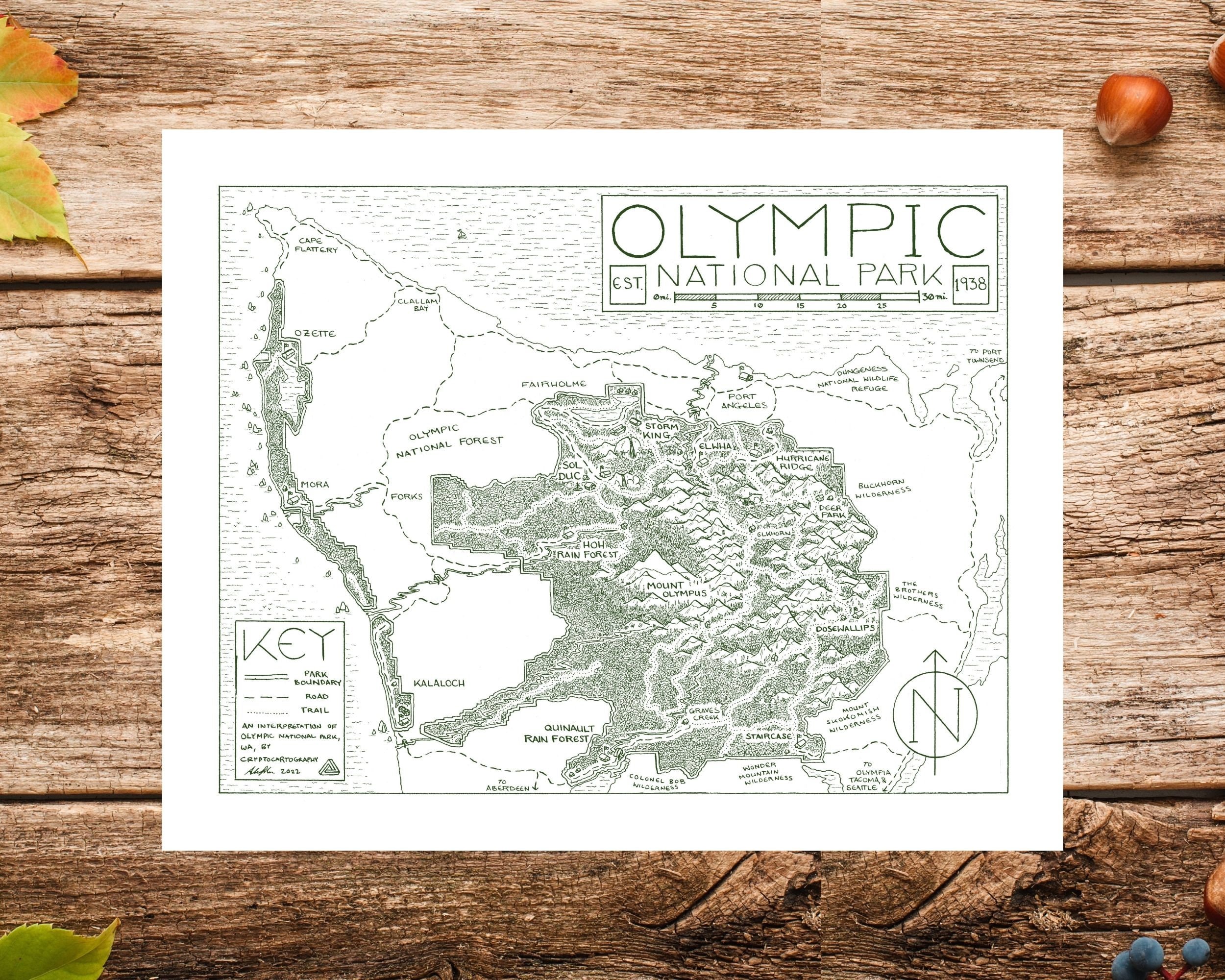 Olympic National Park Map Print Map of Olympic National Park Olympic ...