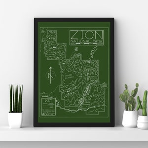 Zion National Park Map Print | Map of Zion National Park | Zion Map ...
