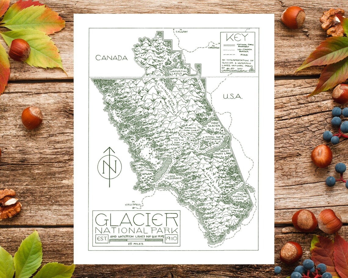 Glacier National Park Map Print Map of Glacier National Park - Etsy
