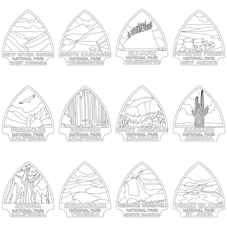 63 National Parks Coloring Book National Park Coloring Pages - Etsy