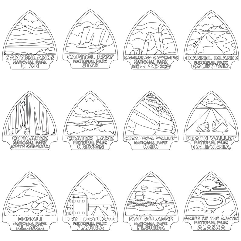 63 National Parks Coloring Book National Park Coloring Pages - Etsy