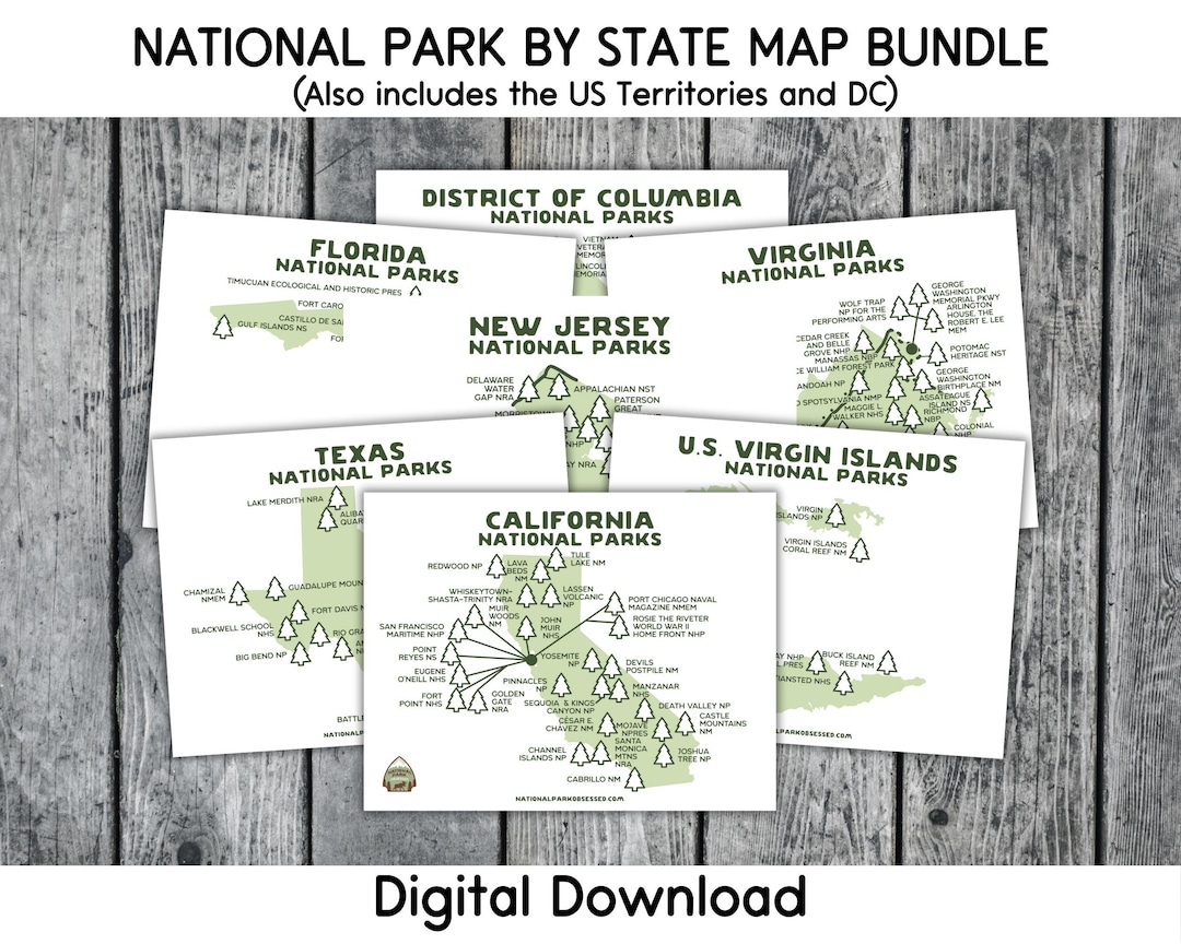 National Park Map Bundle: Track All 433 US Parks (digital Download) - Etsy