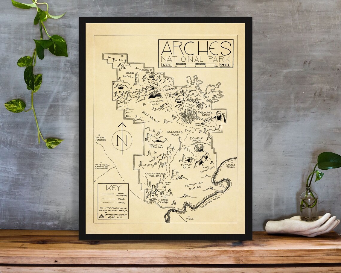 Arches National Park Map Print | Map of Arches National Park | Arches ...