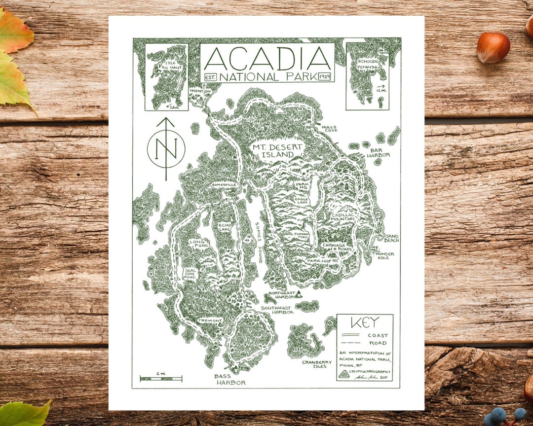 Acadia National Park Map Print | Map of Acadia National Park | Acadia ...