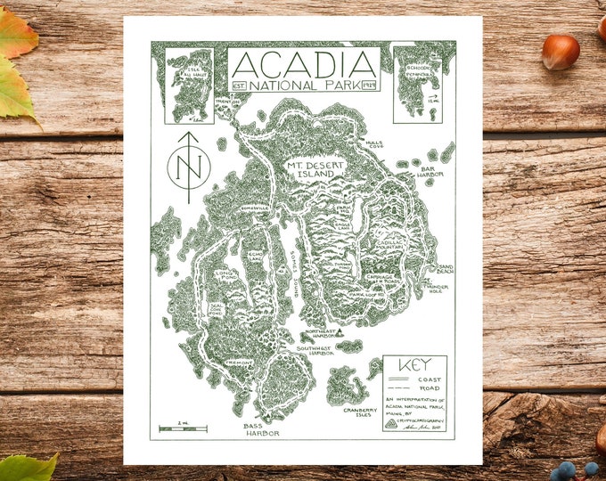 Old Map of Acadia National Park Published in 1931, Vintage Map, Antique ...