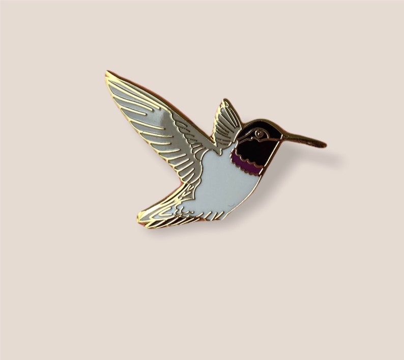 Black Chinned Hummingbird Hard Enamel Pin on Gold Metal - Etsy