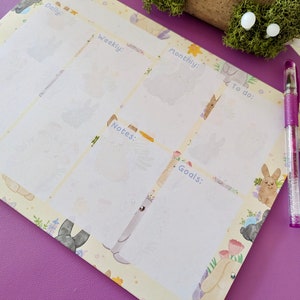 A4 Notepad, Week Month and Day Pages, Cute Bunny Notepad, Desk Notepad ...