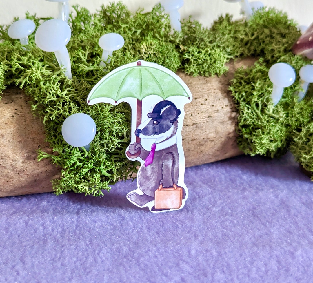 Rainy Day Badger Sticker Fall Sticker Autumn Sticker Badger - Etsy