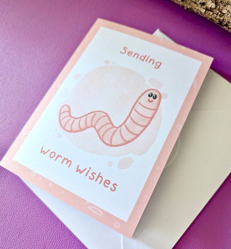 Worm Greetings Card, Cute Motivational Card, Greetings Cards, Cute Worm ...
