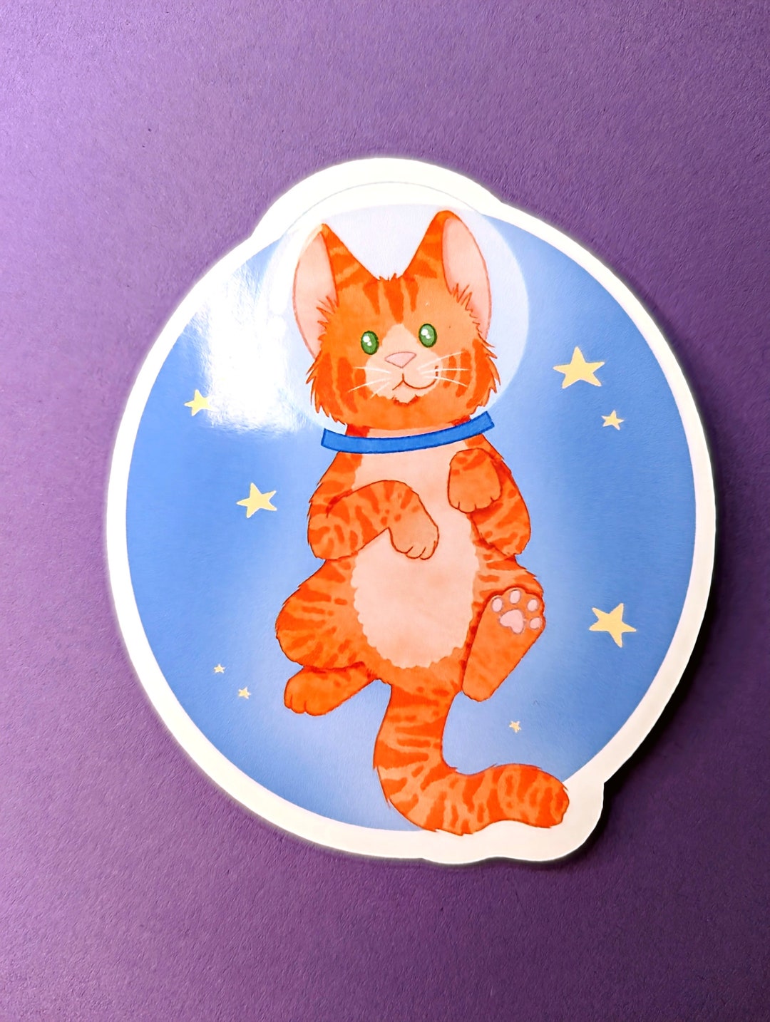 Glossy Ginger in Space Sticker, Die Cut Sticker, Cat Sticker, Ginger ...