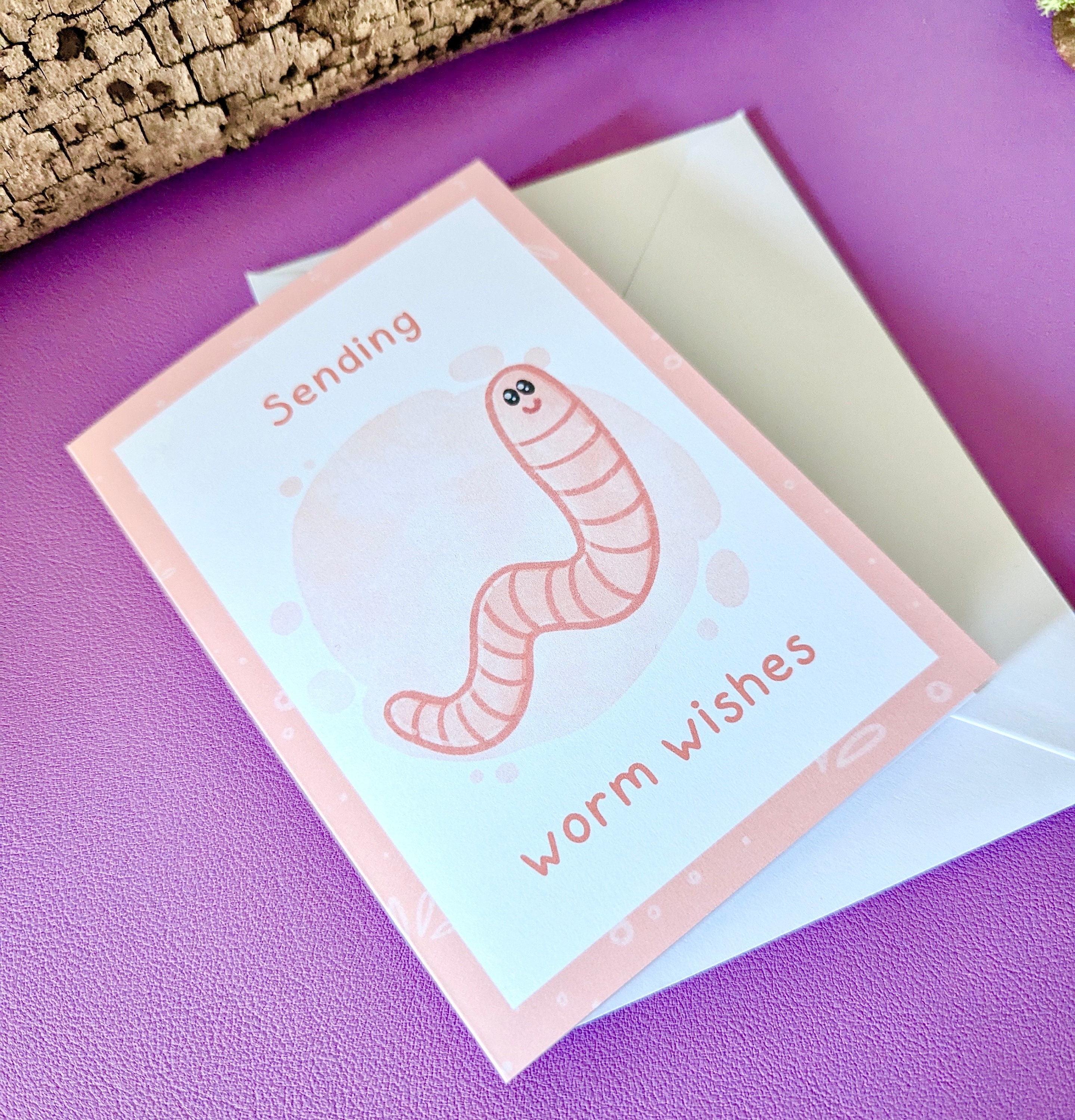 Worm Greetings Card, Cute Motivational Card, Greetings Cards, Cute Worm ...