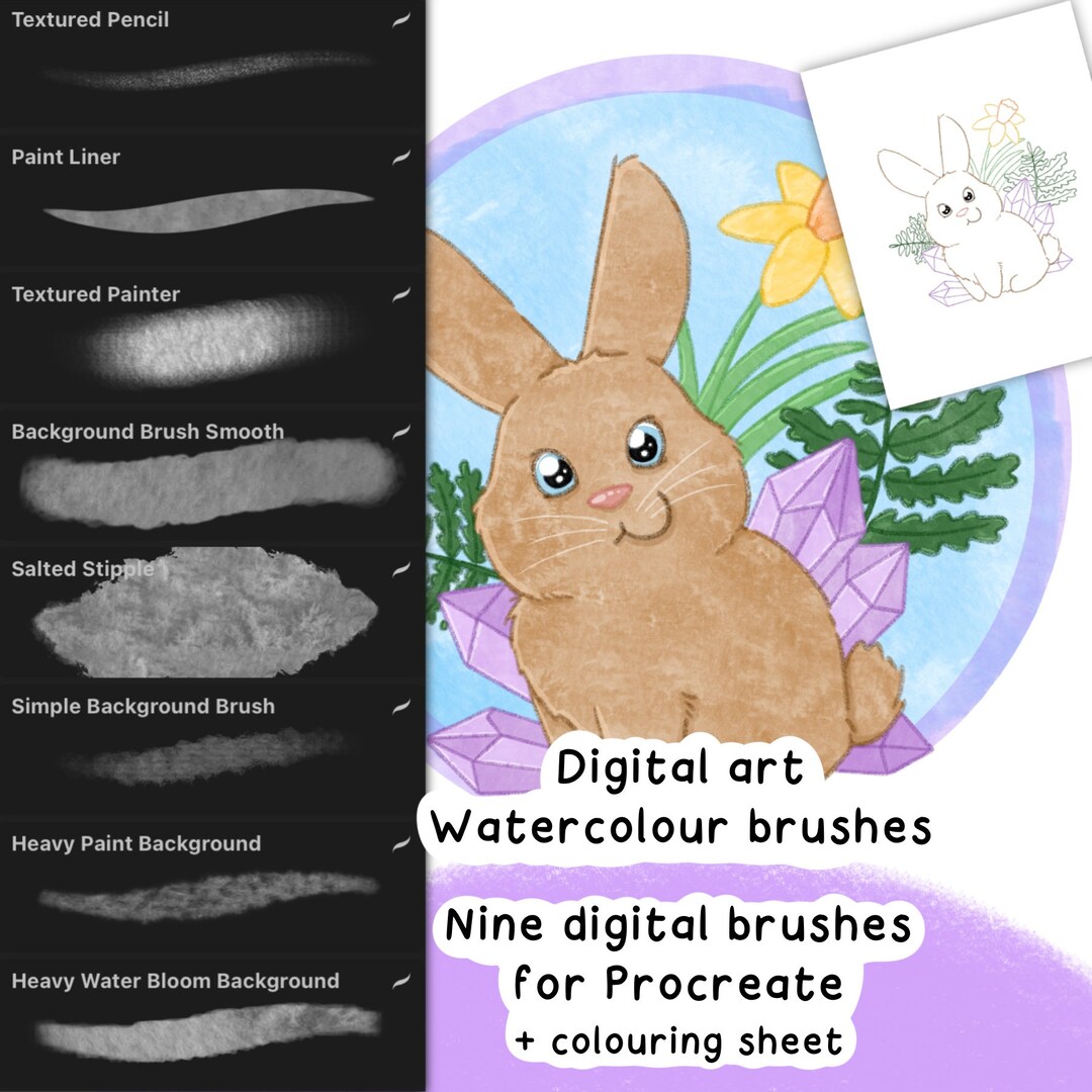 Digital Art Brush Set for Procreate, Watercolour Brush Set, Pencil ...