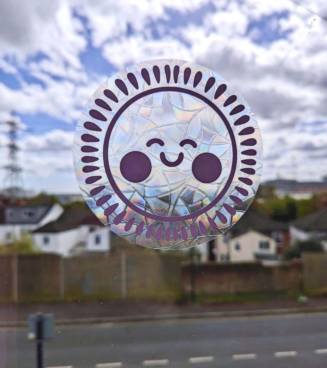 Happy Sun Window Cling, Window Decal, Rainbow Window Sticker, Rainbow ...