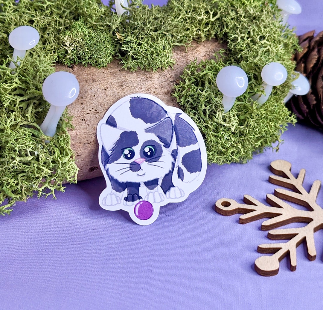 Black and White Cat Cat Sticker Glossy Sticker Christmas - Etsy