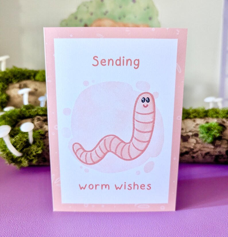 Worm Greetings Card, Cute Motivational Card, Greetings Cards, Cute Worm Card - Etsy