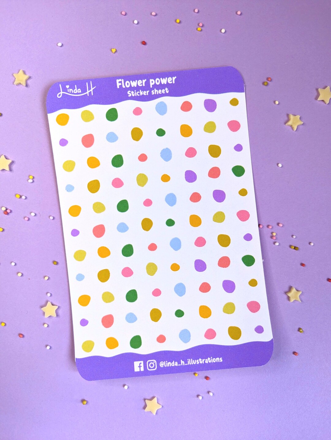 Flower Power Sticker Sheet, Planner Stickers, Dot Stickers, Spring ...