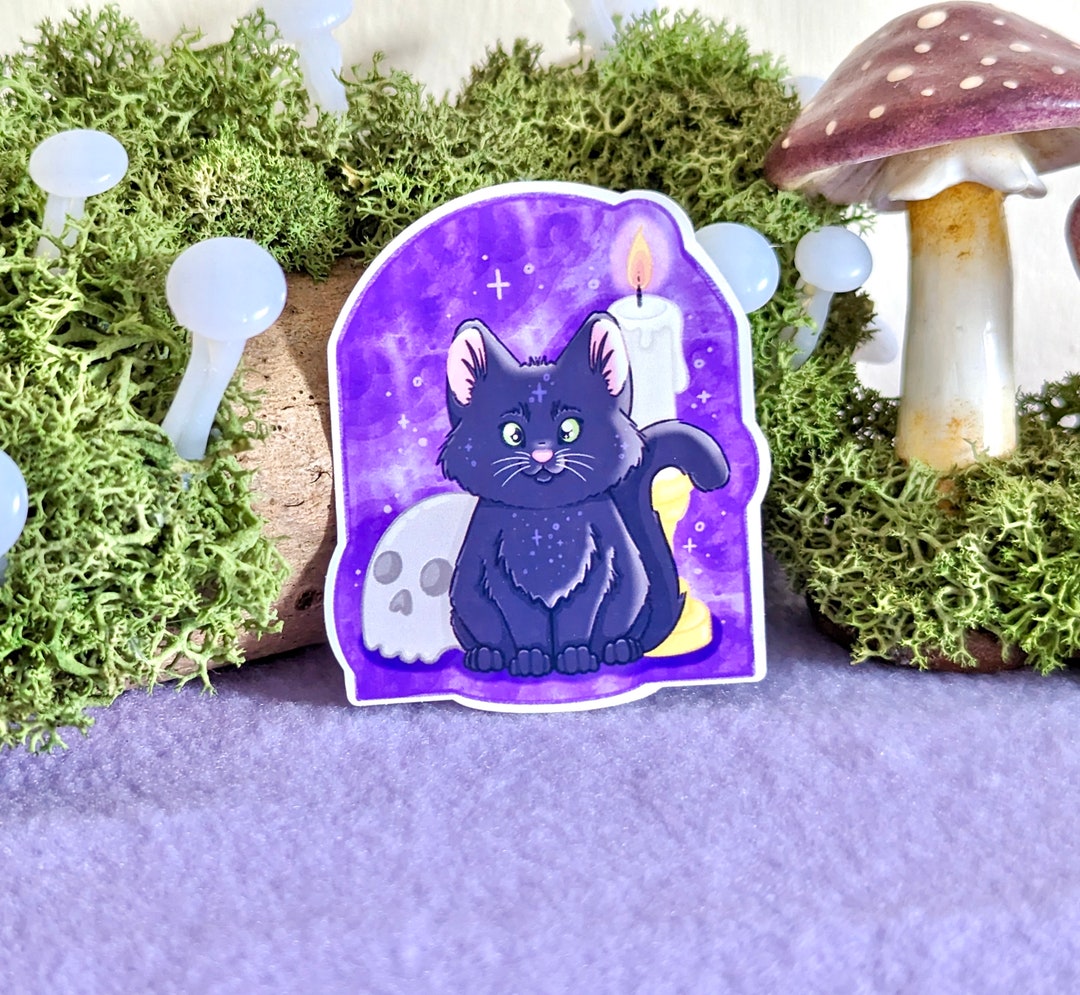 Spooky Cat Sticker, Tarot Sticker, Halloween Sticker, Skull and Cat ...