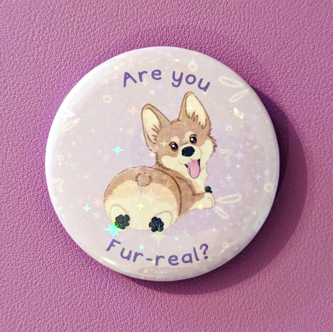 Cute Dog Button Badge, Corgi Badge, Funny Buttons, Badges for Bags ...