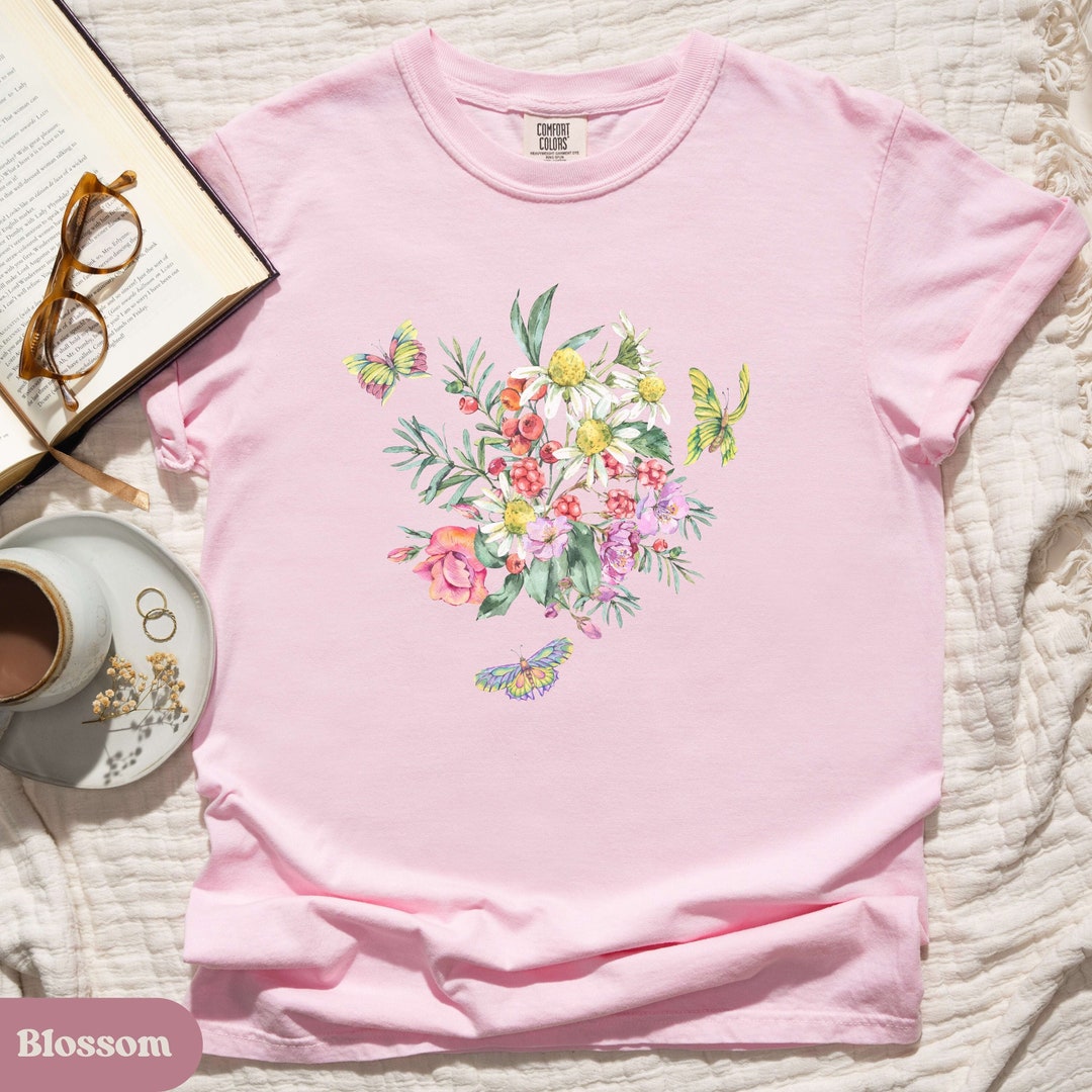 Botanical Cottagecore Shirt, Fairycore, Coquette Clothing, Butterfly ...