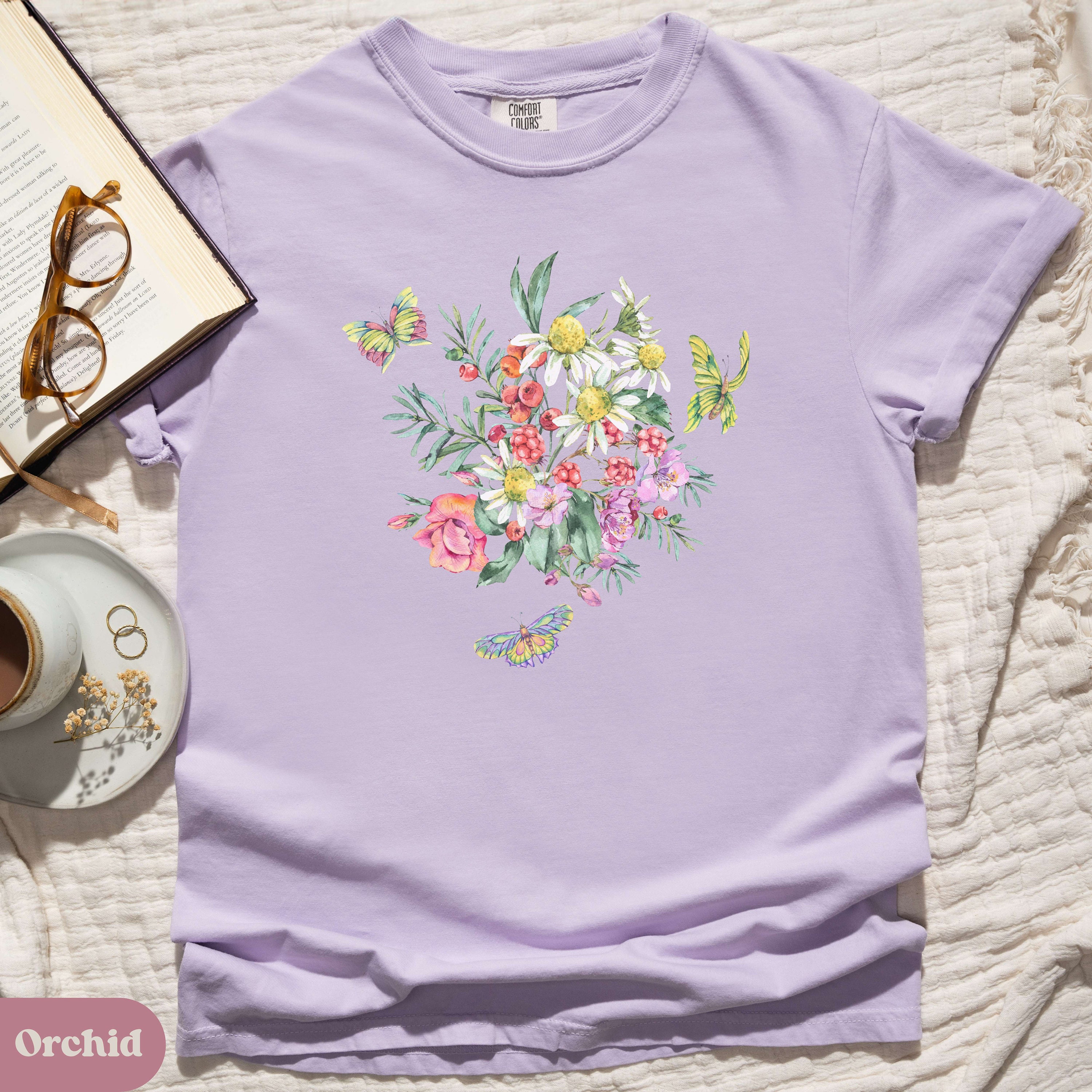 Botanical Cottagecore Shirt, Fairycore, Coquette Clothing, Butterfly ...