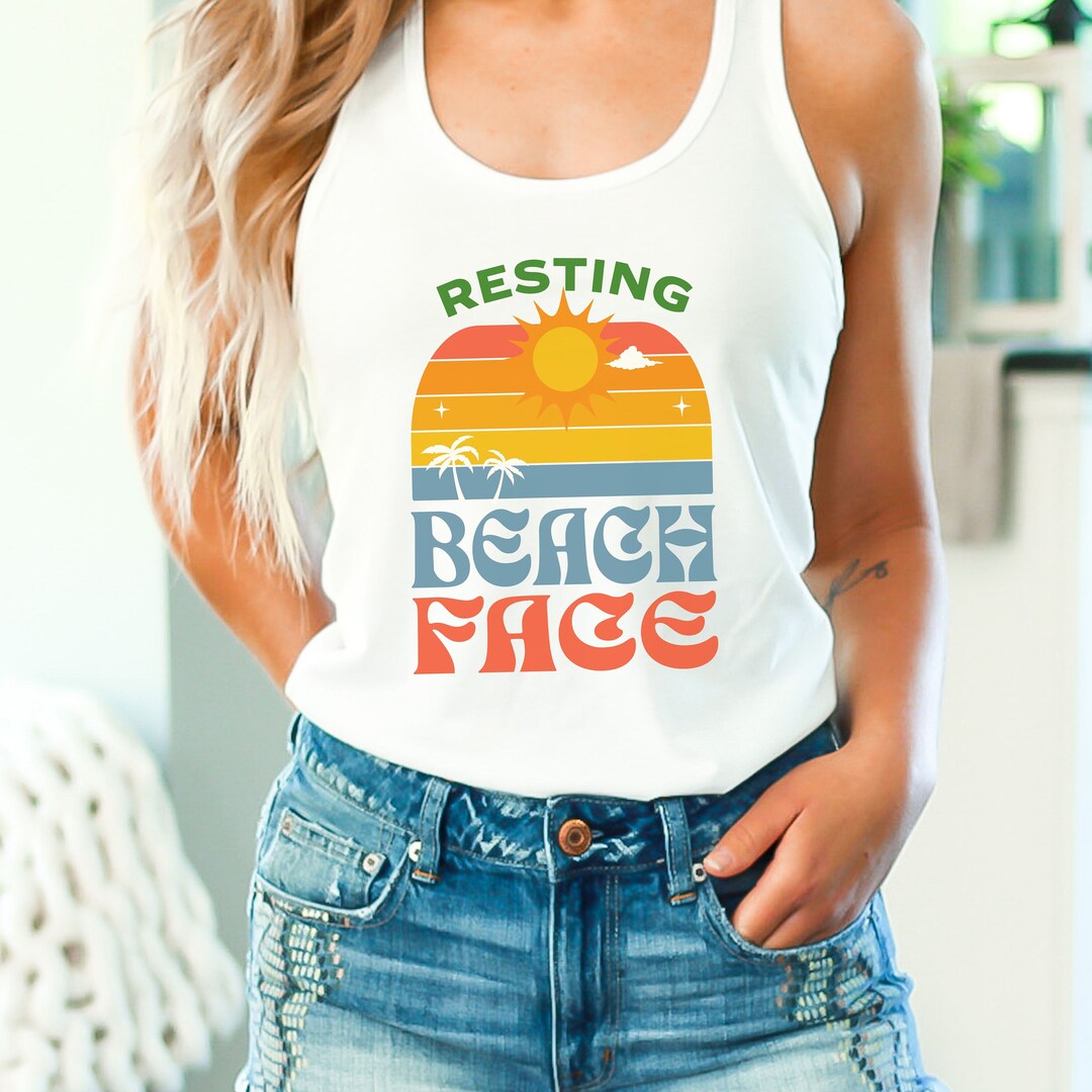 Resting Beach Face Tank Top, Women's Beach Tank, Ocean Beach Shirt ...