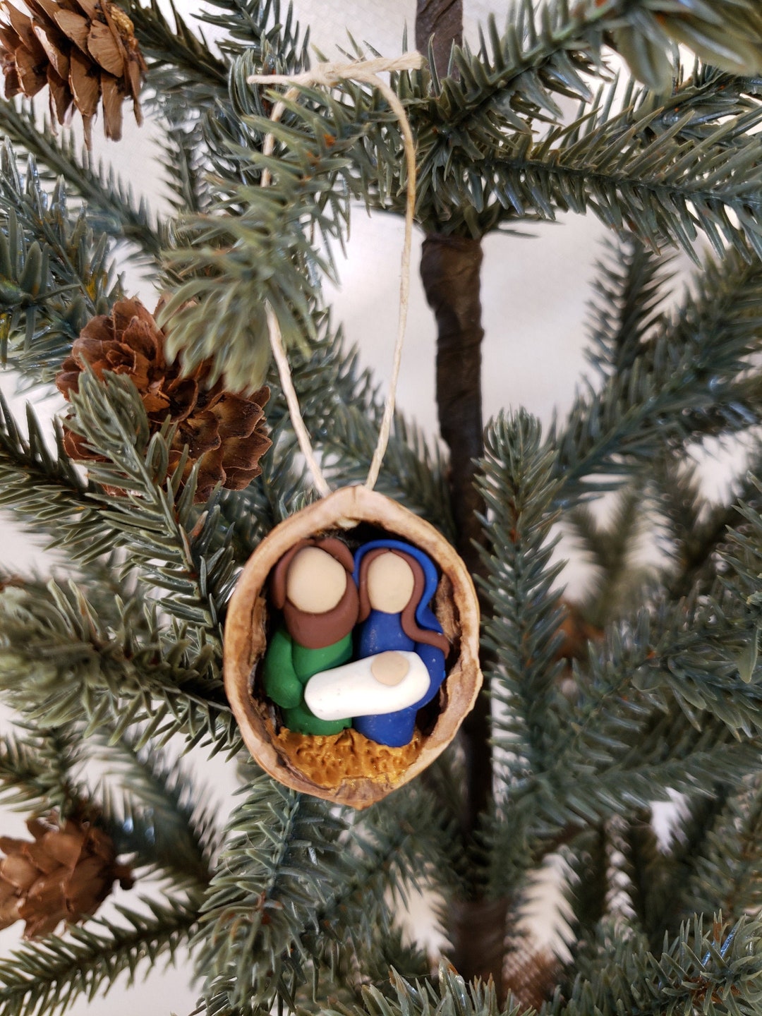 Walnut Nativity Ornament - Etsy