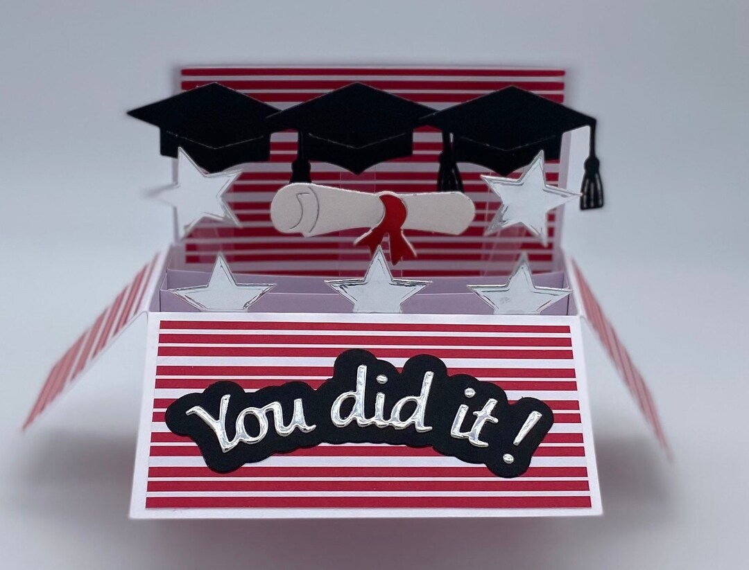 Graduation Card, Pop-up, Personalised, Card-in-a-box, 3D Card, Exam ...
