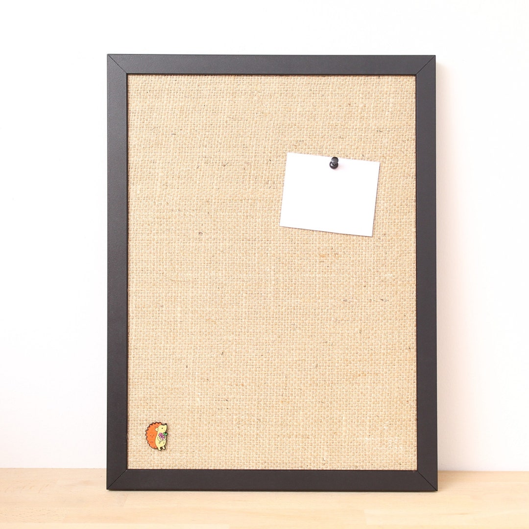 Jute Burlap Pin Board, Fabric Memoboard, Linen Bulletin Board, Framed ...