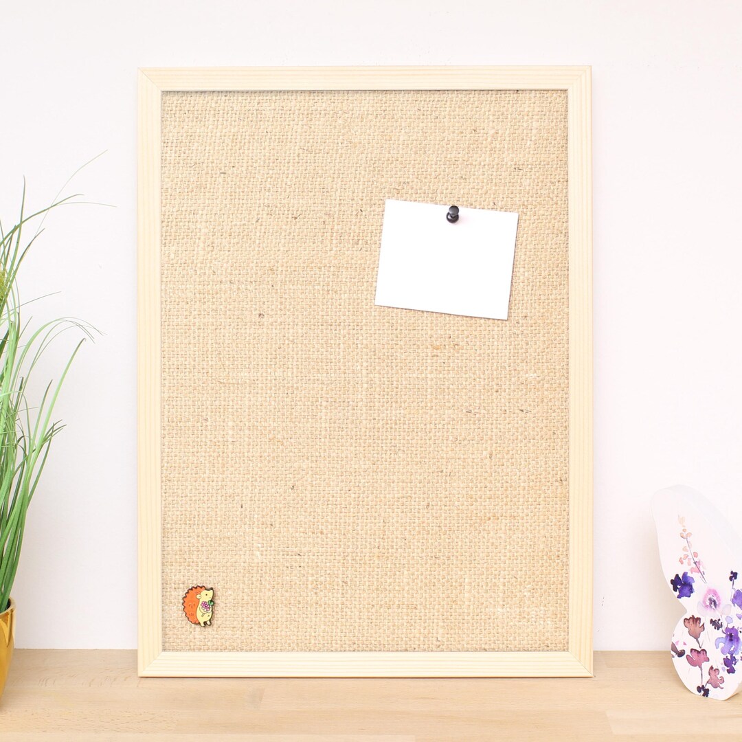 Jute Burlap Pin Board, Fabric Memoboard, Linen Bulletin Board, Framed ...