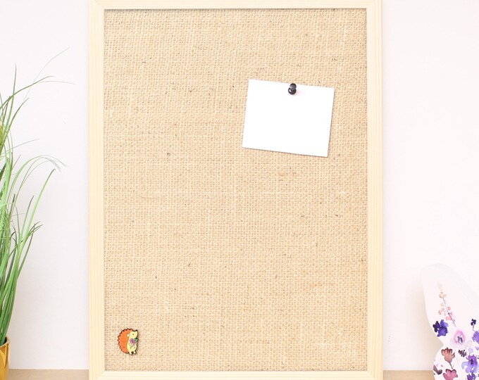 Jute Burlap Pin Board, Fabric Memoboard, Linen Bulletin Board, Framed ...