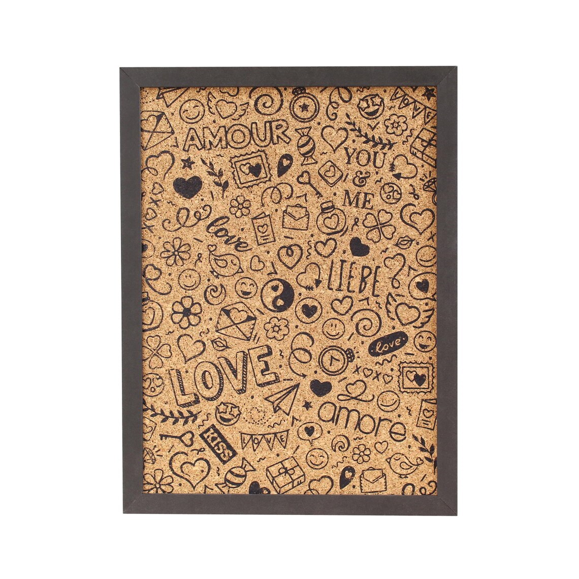 Cork Pinboard With Love Doodle Print Desk Decoration Push - Etsy