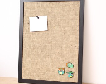 Jute Burlap Pin Board, Fabric Memoboard, Linen Bulletin Board, Framed ...