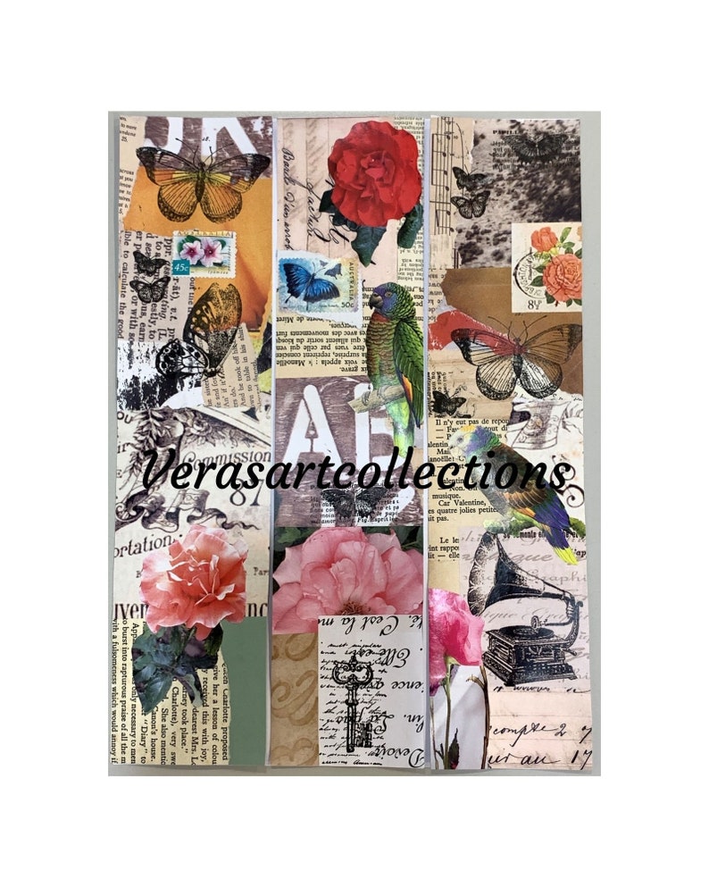 Junk Journal, 11 Printable Snipped Strips, Embellishments, DIGITAL ...