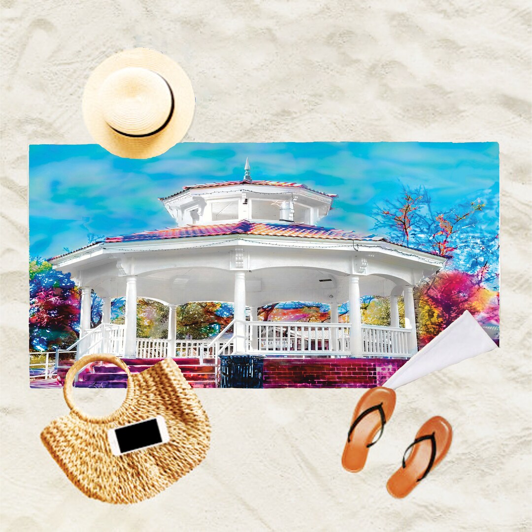 Psychedelic Gazebo ART on BEACH TOWEL in Standard or Extra-long for ...