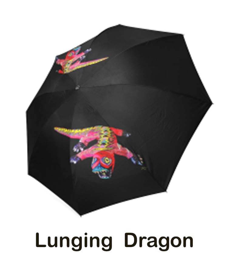 Colorful Dragon lizard on Mini UMBRELLA-PARASOL. UV Protected Underside ...