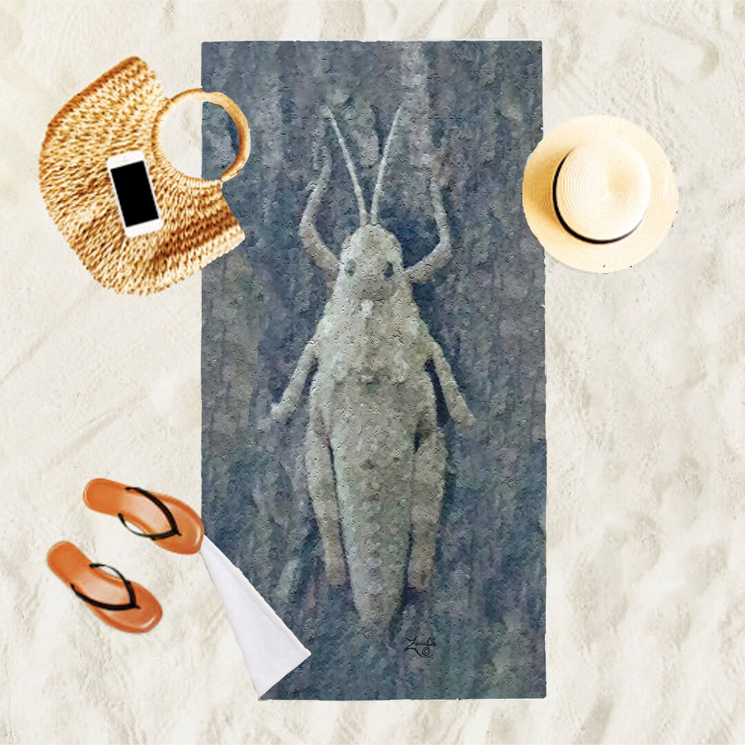 Quirky Young Cricket Hangin' Out on Photo ART BEACH TOWEL in Standard ...