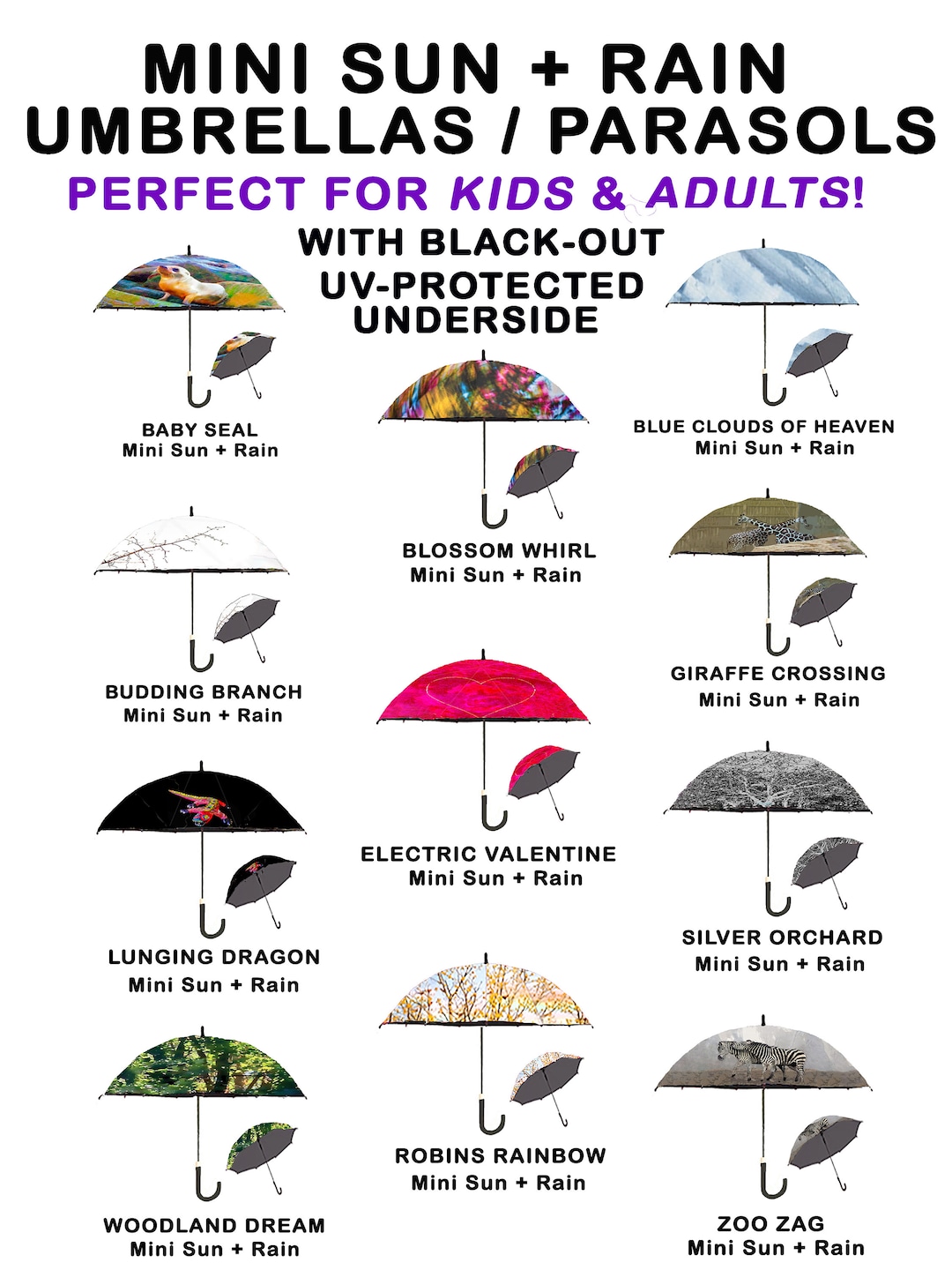 Mini SUN PARASOLS (that Double as Rain UMBRELLAS) With Blacked-out, Sun ...