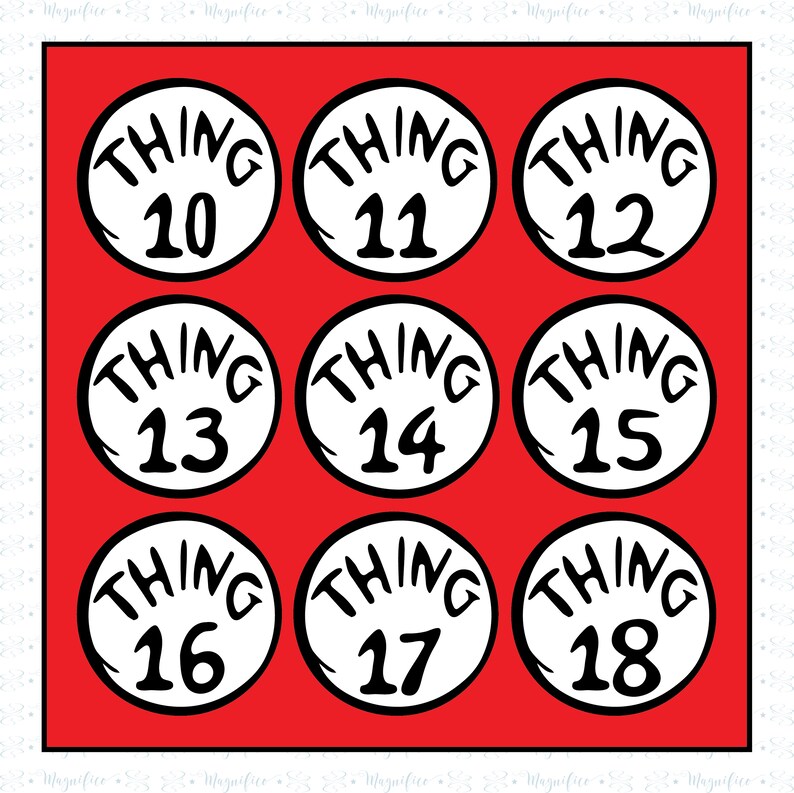 Thing 1 Thing 2 Numbers 10 to 18 Thing SVG Thing Clipart - Etsy