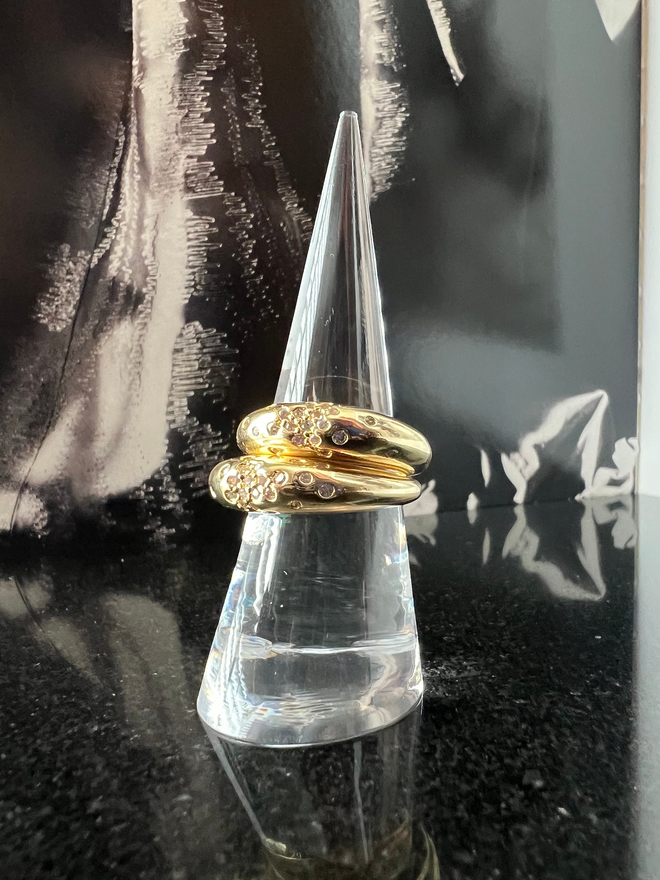 Dome Gold Ring, Dome Ring With CZ, Diamond Statement Ring, Gold Chunky ...