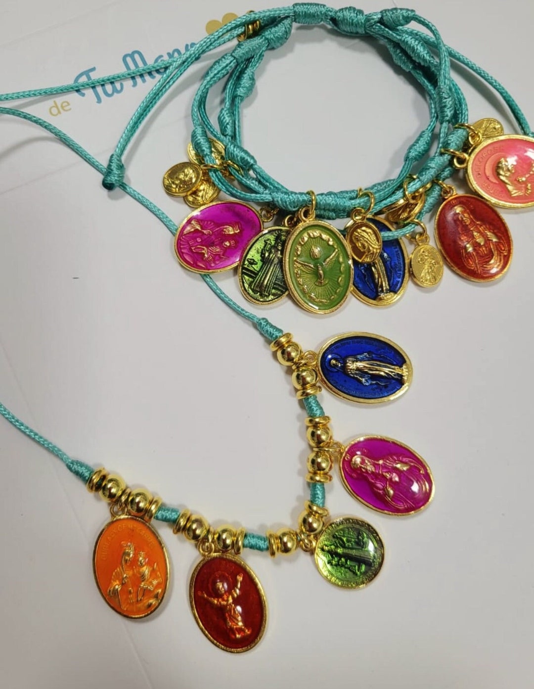 Handcrafted Gold Virgin Mary Protection Pendant Necklace Catholic Charm ...