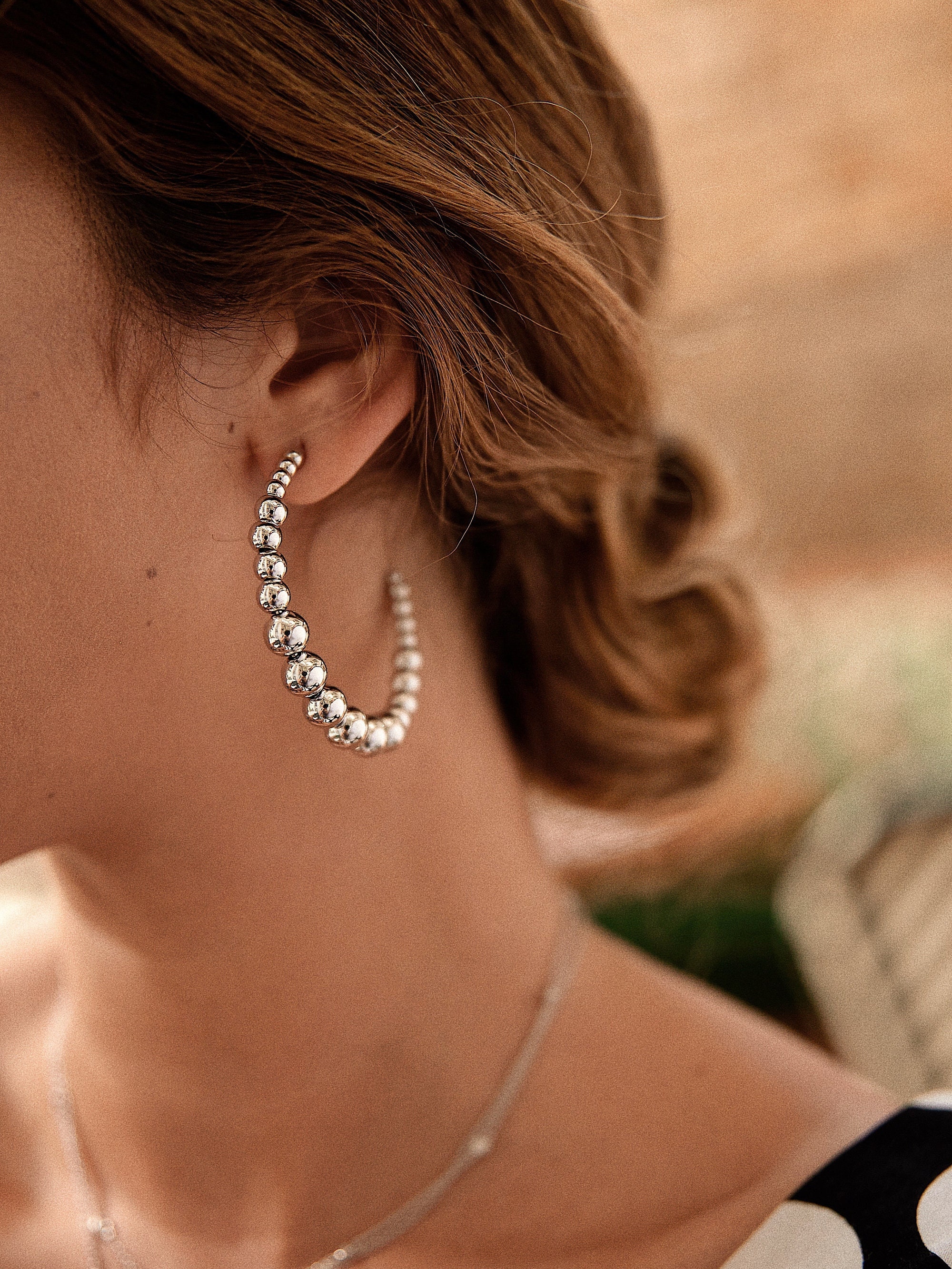 Aros de cuentas de plata aros vintage aros minimalistas - Etsy España