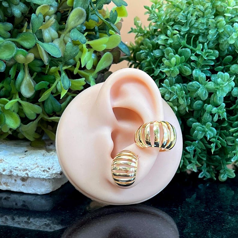 Unique Minimalist C-shape Thick Gold Ear Cuff, No Piercing Required ...