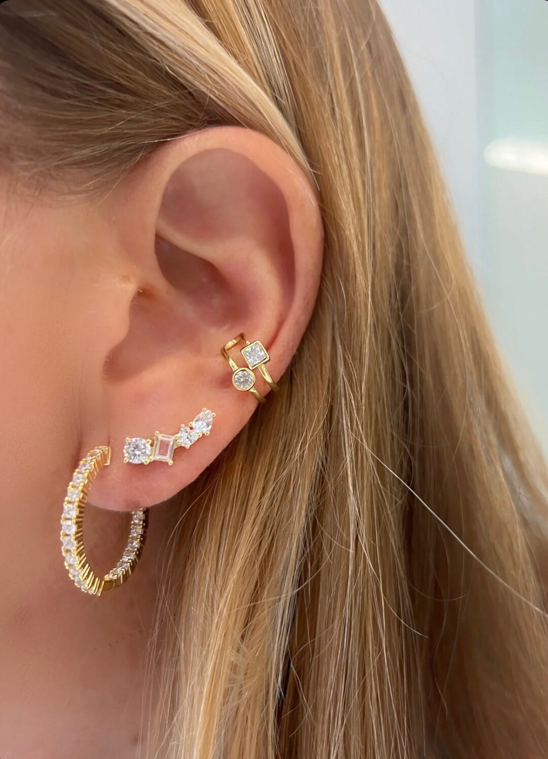 Dainty Gold Ear Crawler Stud Earrings for Special Occasions - Etsy
