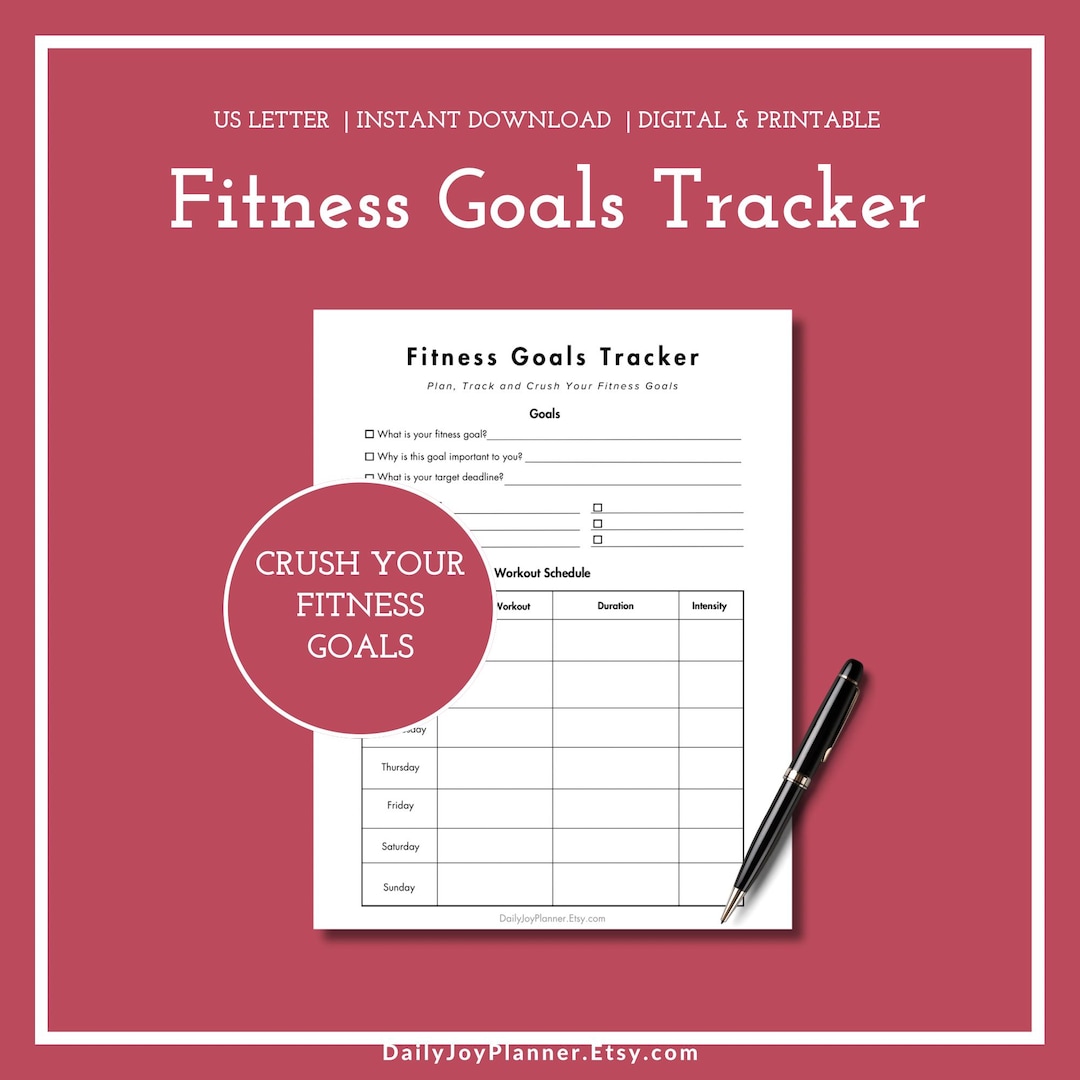 Fitness Goals Tracker Printable | Health & Workout Planner for Moms - Etsy