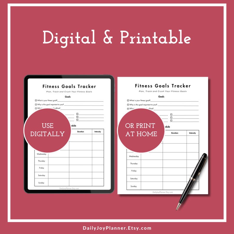 Fitness Goals Tracker Printable | Health & Workout Planner for Moms - Etsy