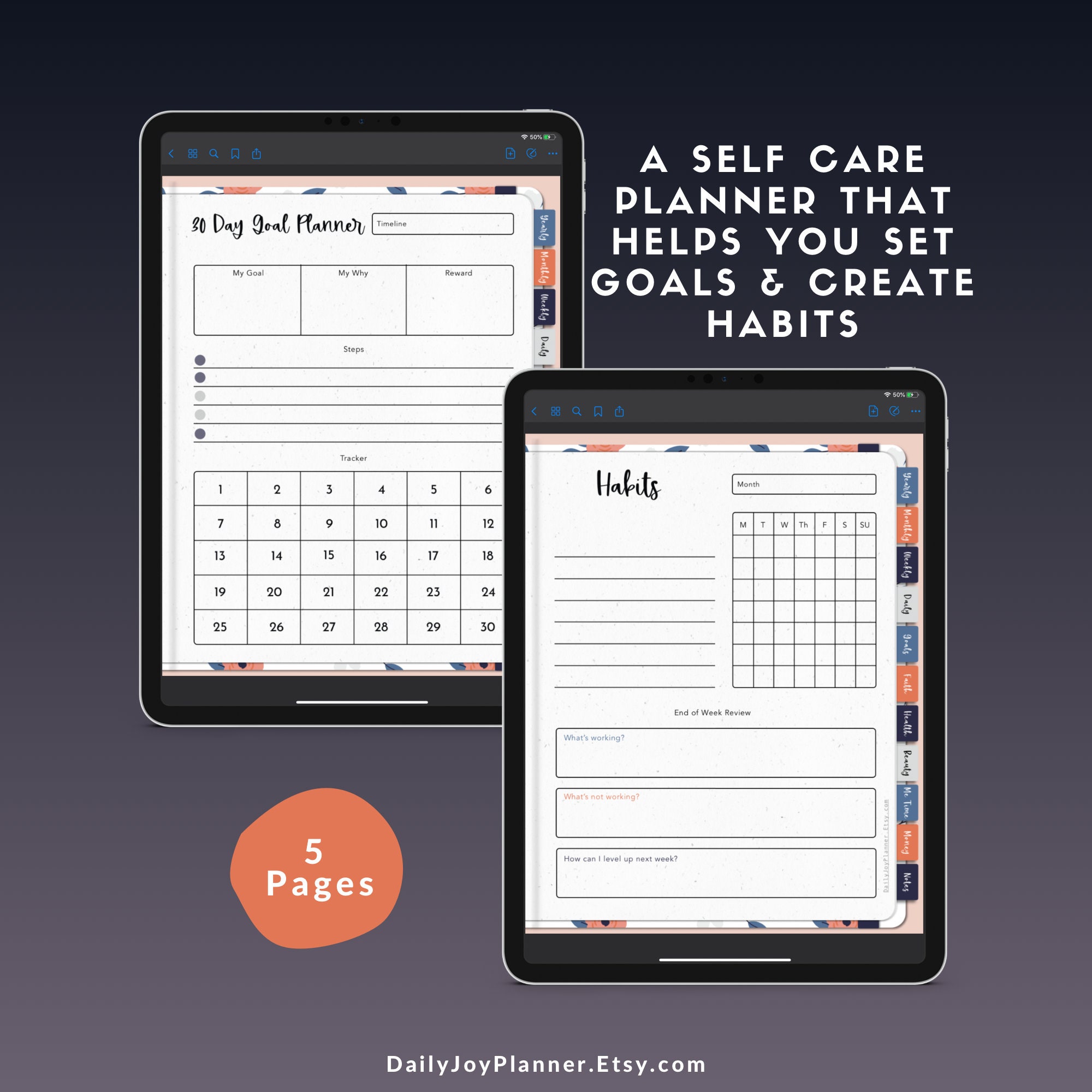 Self Care Planner, Digital Planner Goodnotes, Undated Digital Planner ...