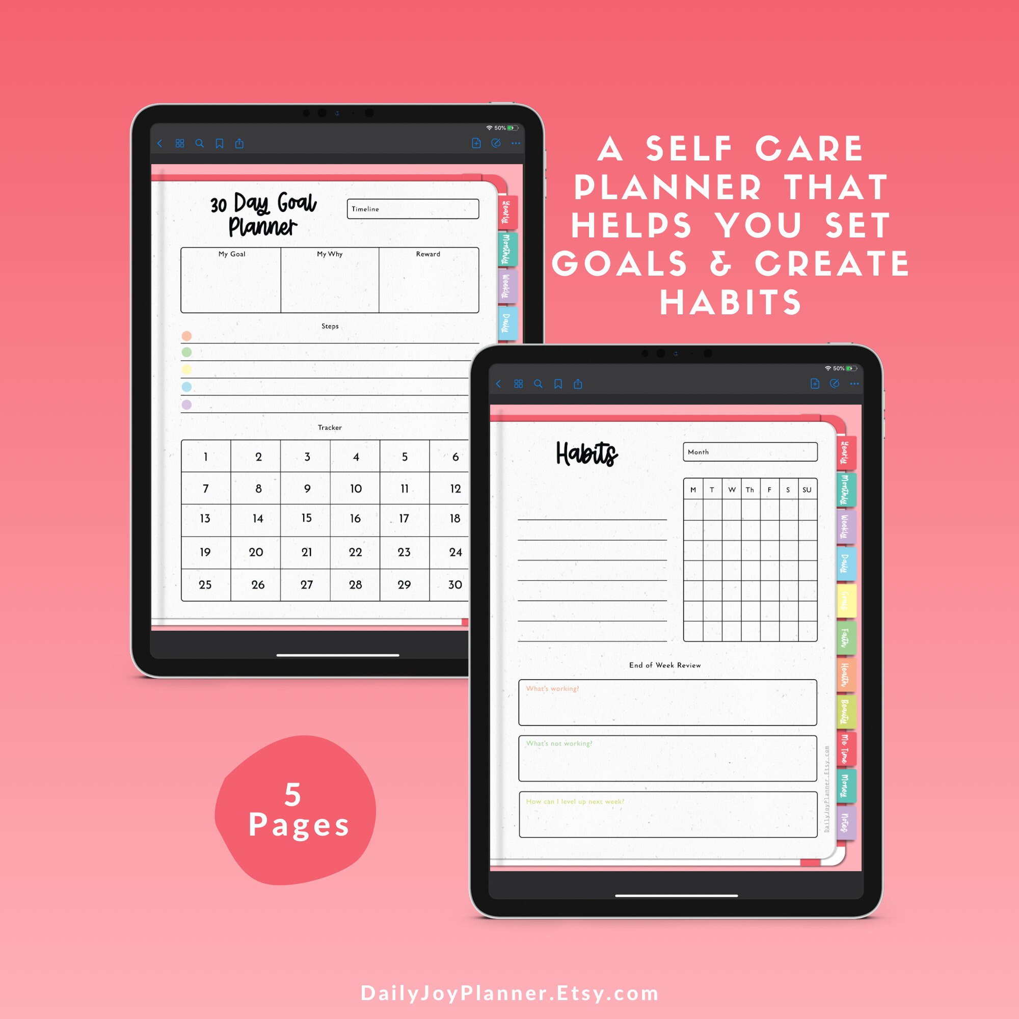 Self Care Planner, Digital Planner Goodnotes, Undated Digital Planner ...