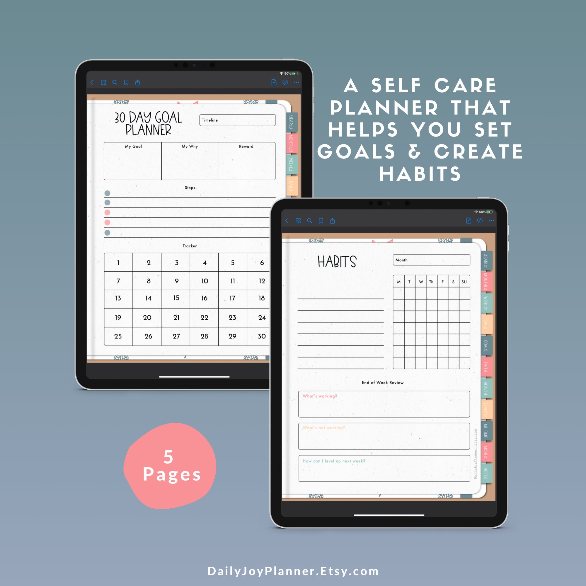 Self Care Planner, Digital Planner Goodnotes, Undated Digital Planner ...